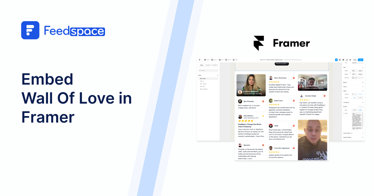 Easily embed Feedspace Wall of Love on Framer sites