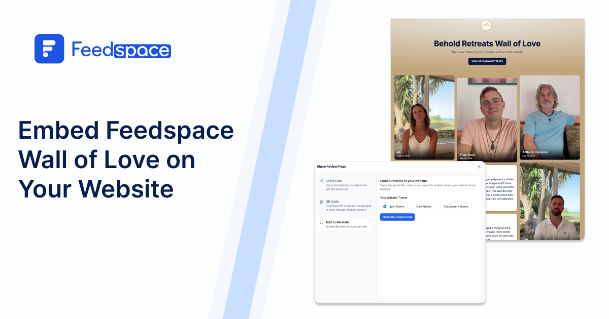 How to Embed Wall of Love on Your Website | Feedspace Guide