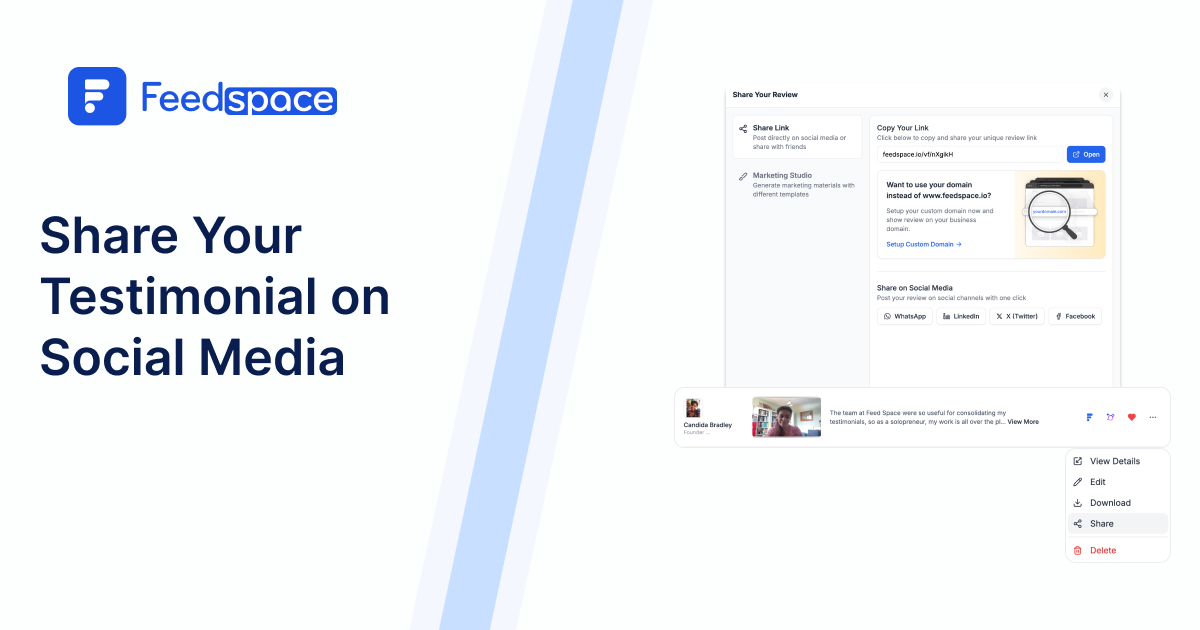 Share your testimonials on social media