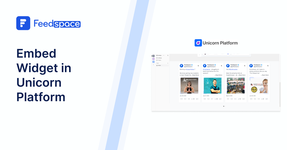 Embed Feedspace widget on Unicorn Platform sites easily