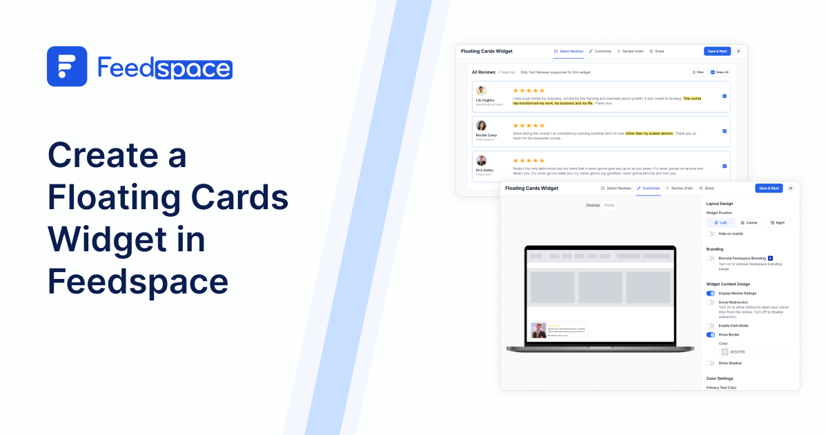 Create and Customize a Floating Cards Widget in Feedspace