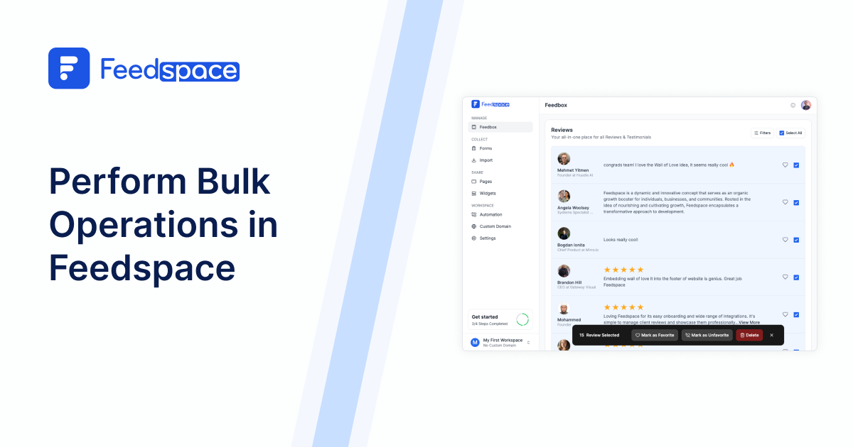 Manage Reviews with Bulk Operations in Feedspace