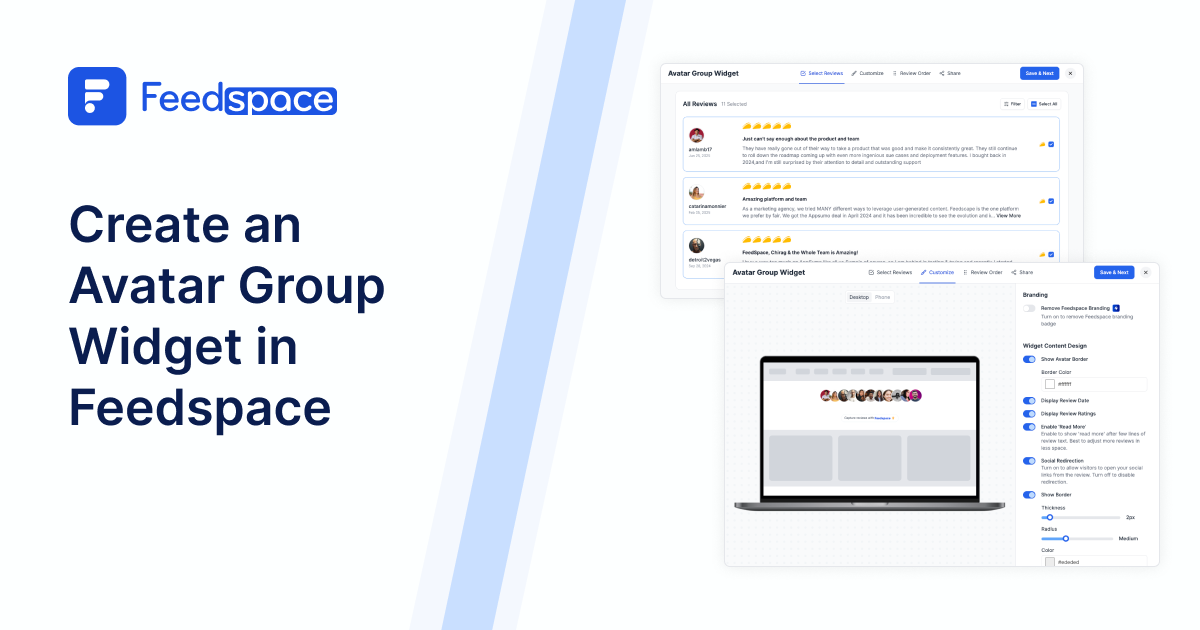 Create and Customize an Avatar Group Widget in Feedspace