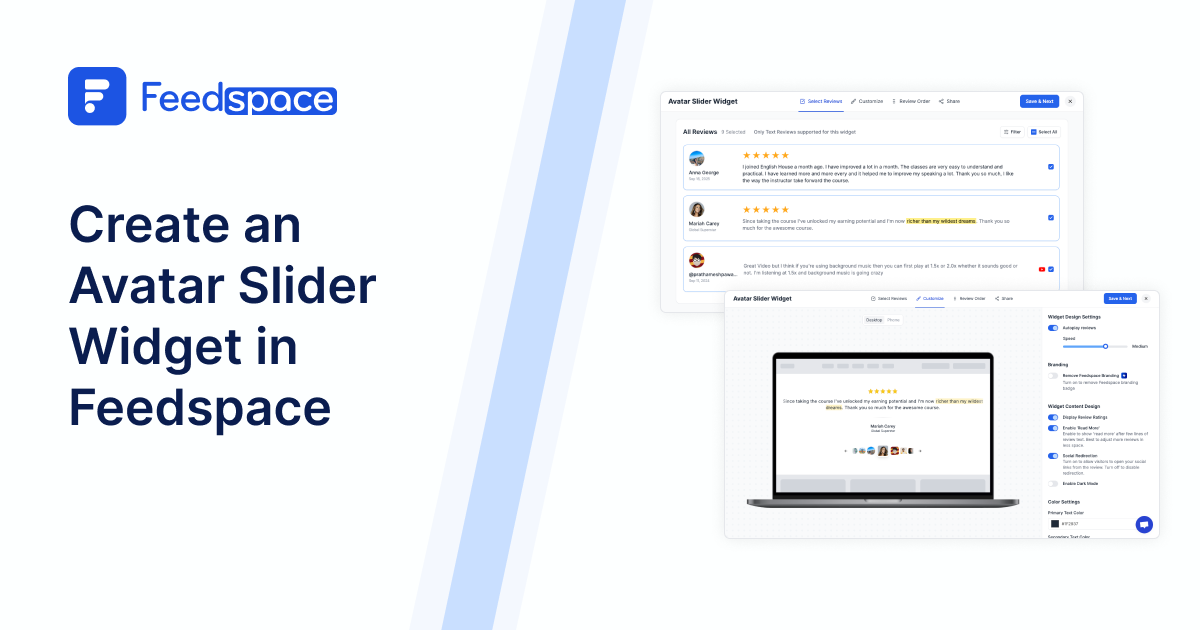 Create and Customize an Avatar Slider Widget in Feedspace