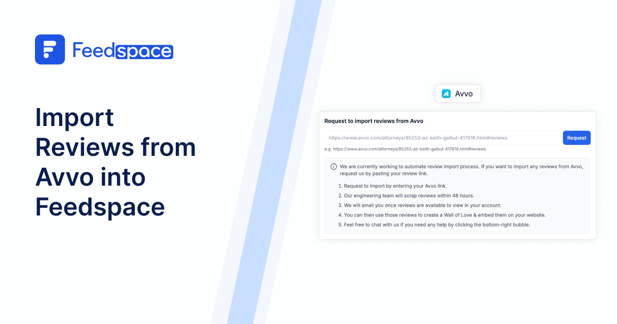 Import Reviews from Avvo into Feedspace | Guide
